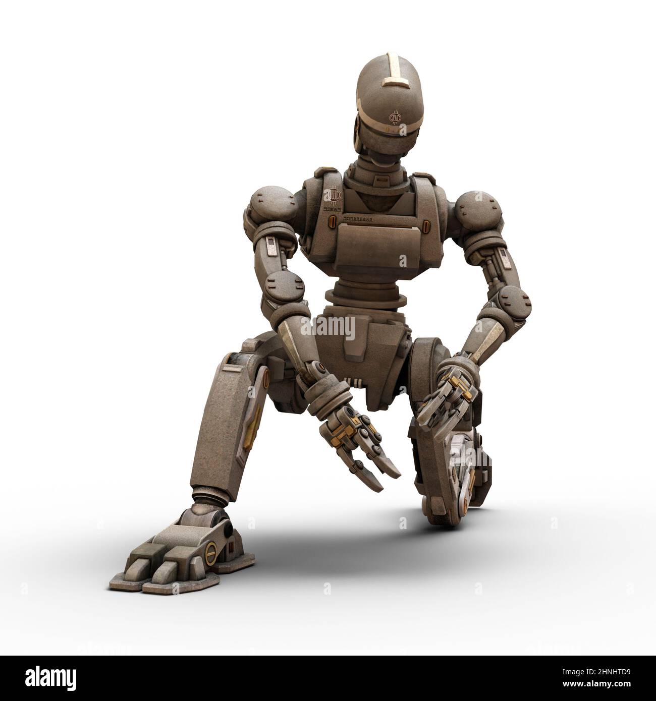 3D-illustration of giant sci-fi robot over white Stock Photo - Alamy