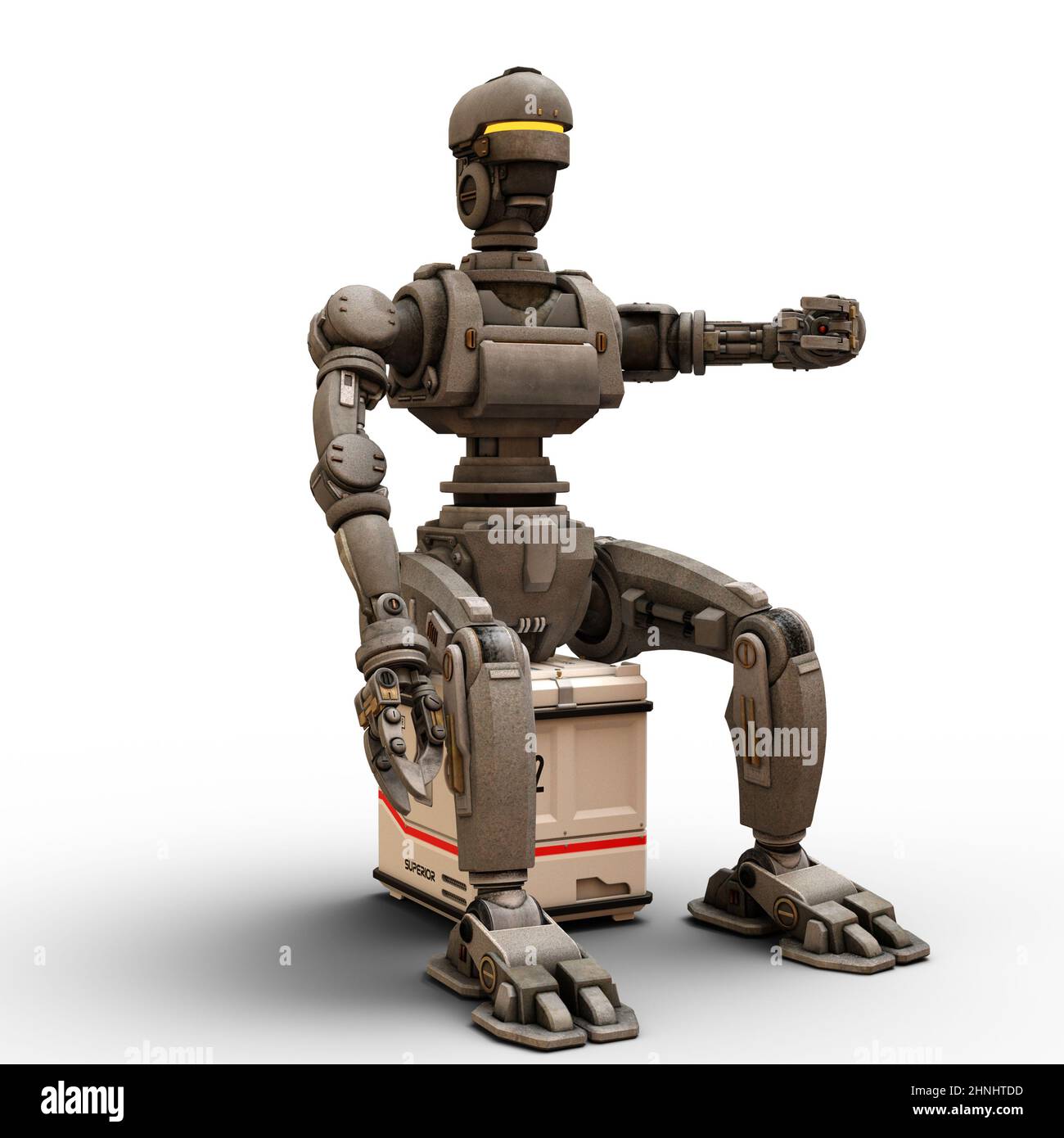 3D-illustration of giant sci-fi robot over white Stock Photo - Alamy