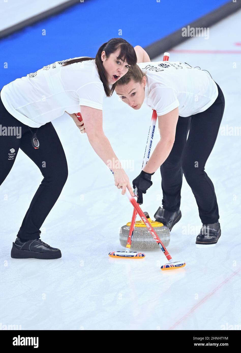 Beijing, China. 17th Feb, 2022. Hailey Duff (L) and Jennifer Dodds of ...
