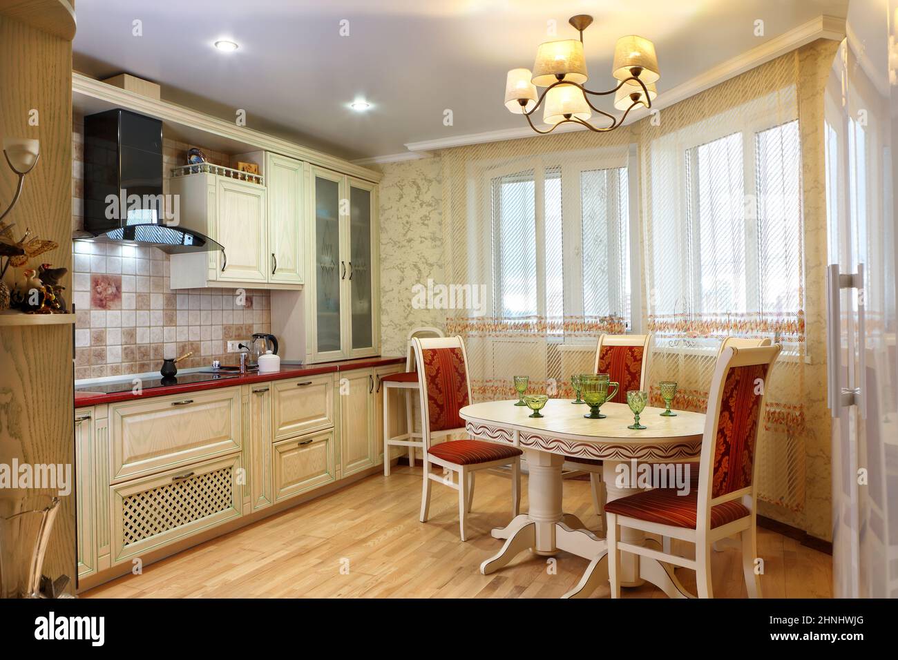 Beautiful kitchen with modern design Stock Photo - Alamy