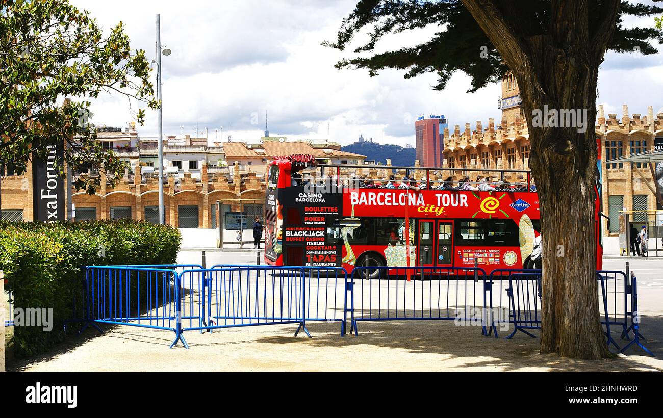 Tourist bus stop in Barcelona, Catalunya, Spain, Europe Stock Photo - Alamy