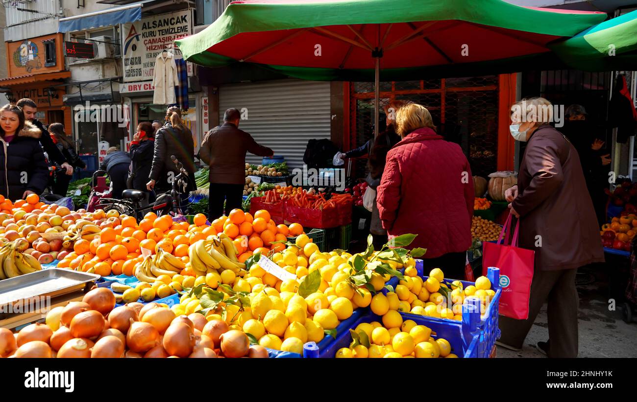 Izmir, Turkey, Turkey. 13th Feb, 2022. Random people at the street in ...