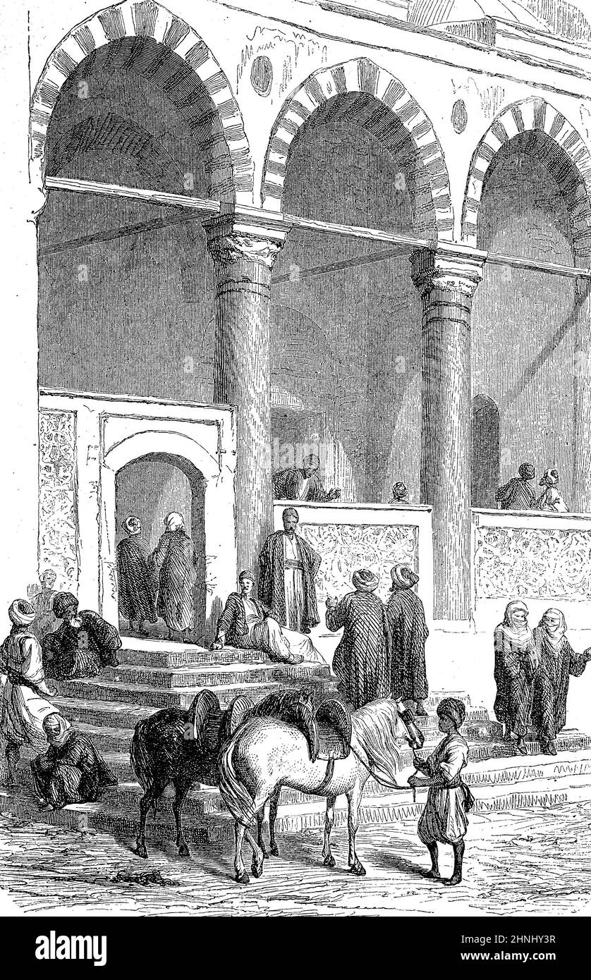 Vor einer Moschee in Konstantinopel, Istanbul, Türkei, im Jahre 1860 ...