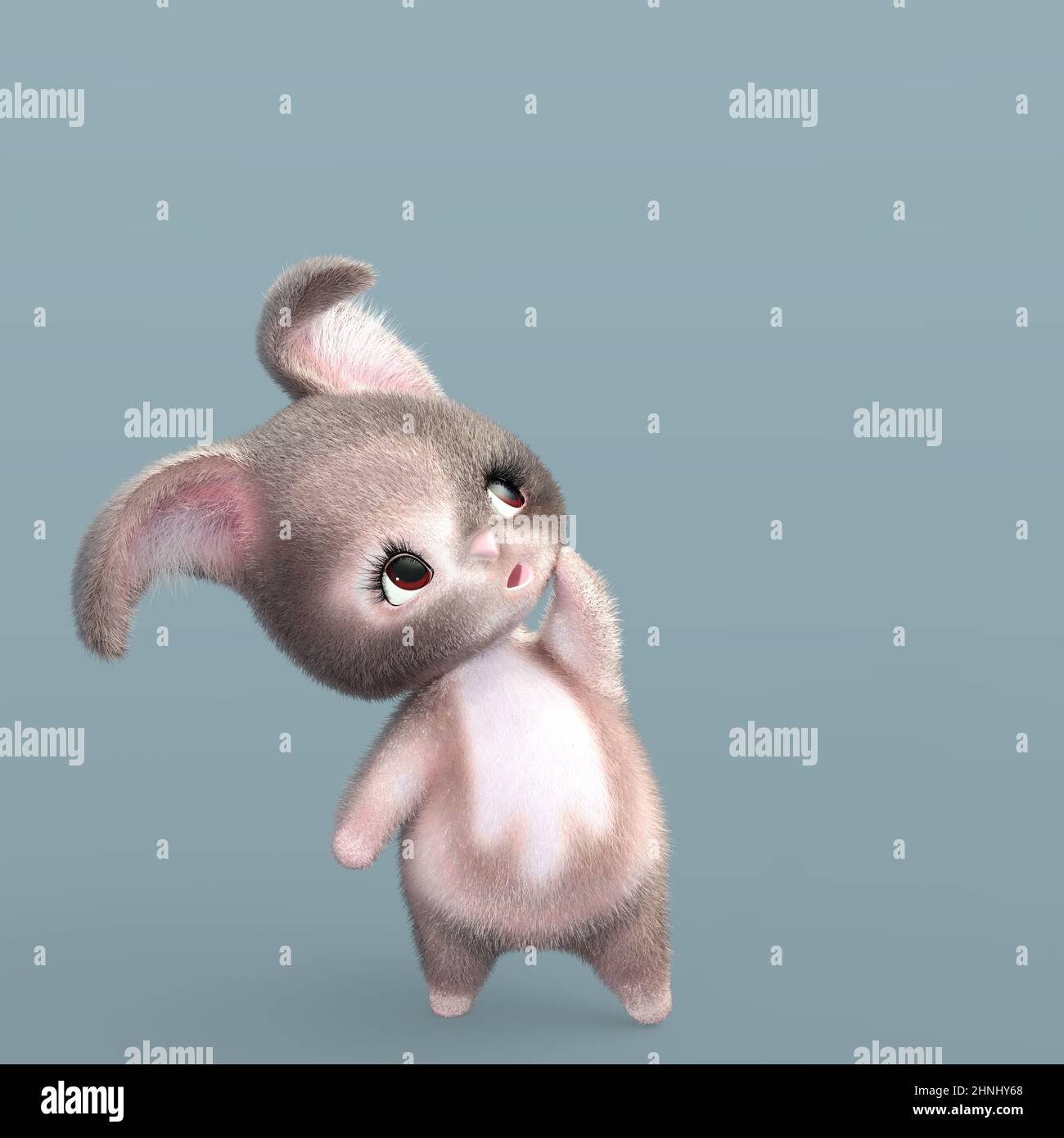 3d-illustration of an isolated fantasy funny bunny looking up Stock ...