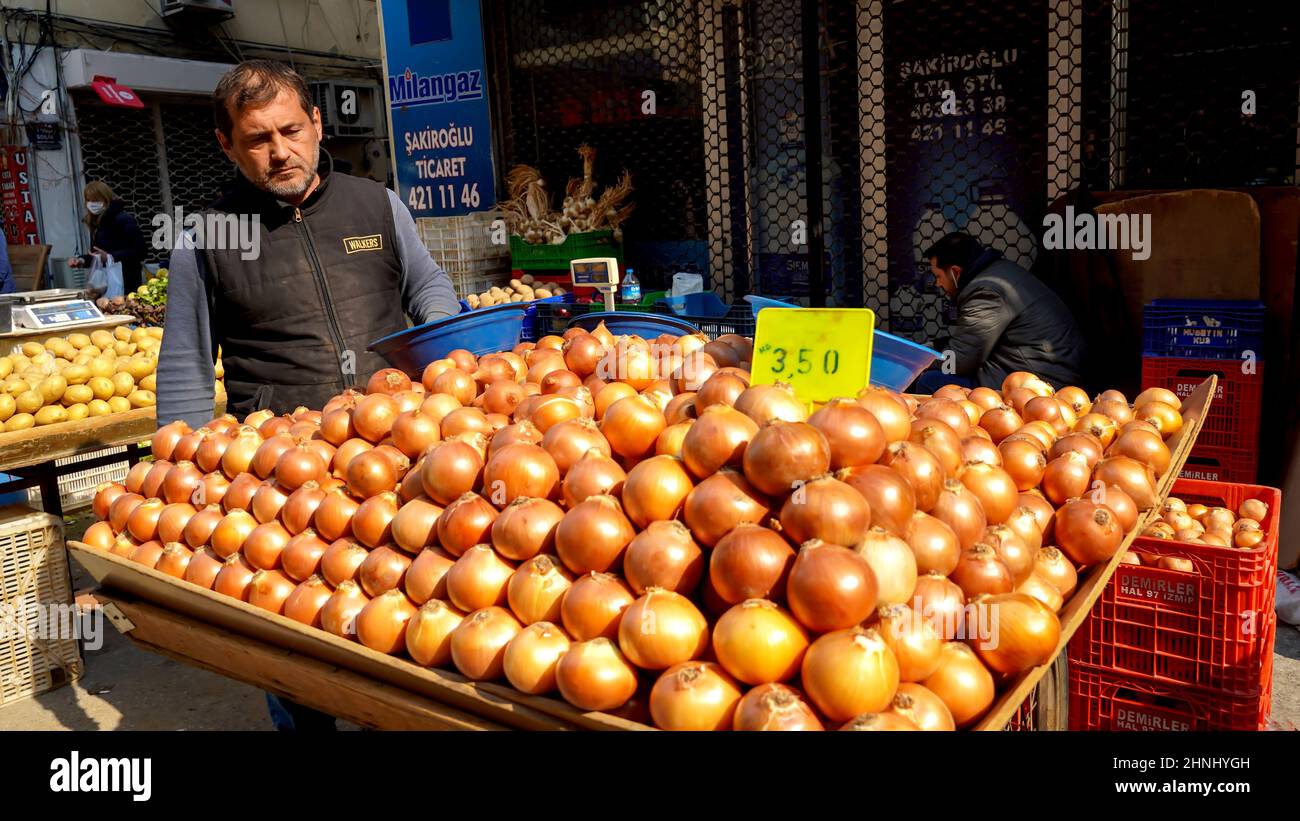 Izmir, Turkey, Turkey. 13th Feb, 2022. Random people at the street in ...