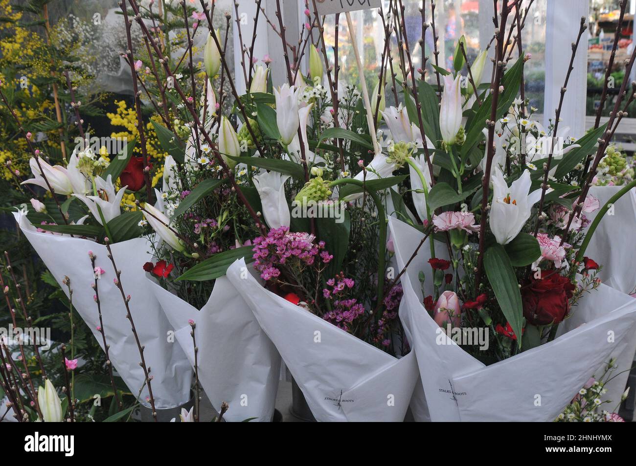 Copenhagen/Denmark./17. February 2022/.Various flowers bouquests ...