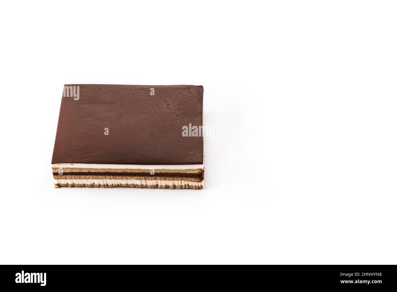 Opera cake dessert slice isolated on white background Stock Photo - Alamy