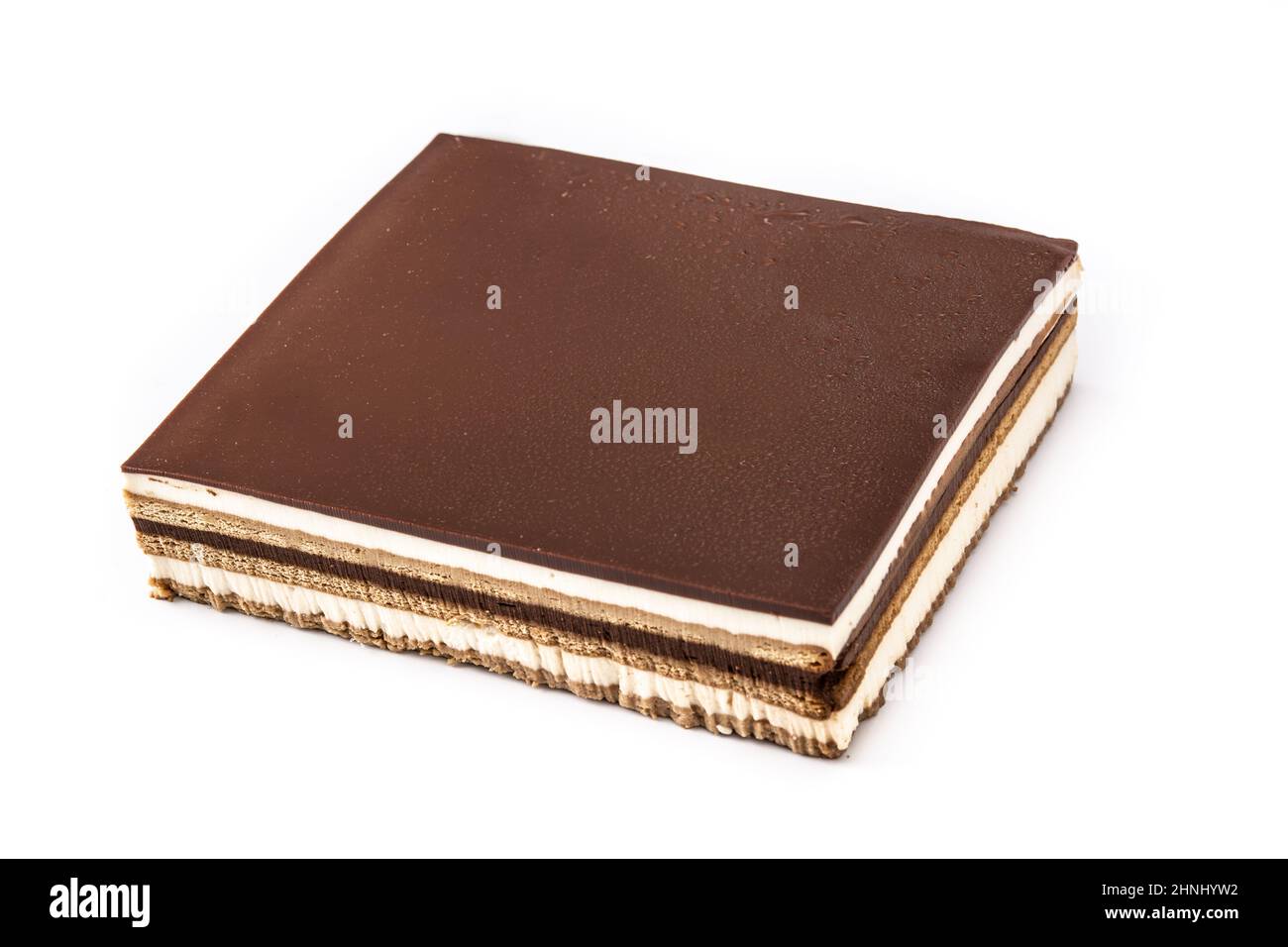 Opera cake dessert slice isolated on white background Stock Photo - Alamy