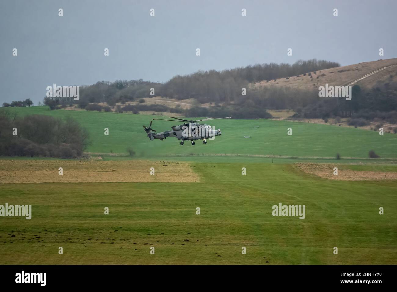 British army AgustaWestland AW159 Wildcat AH1 helicopter flying on ...