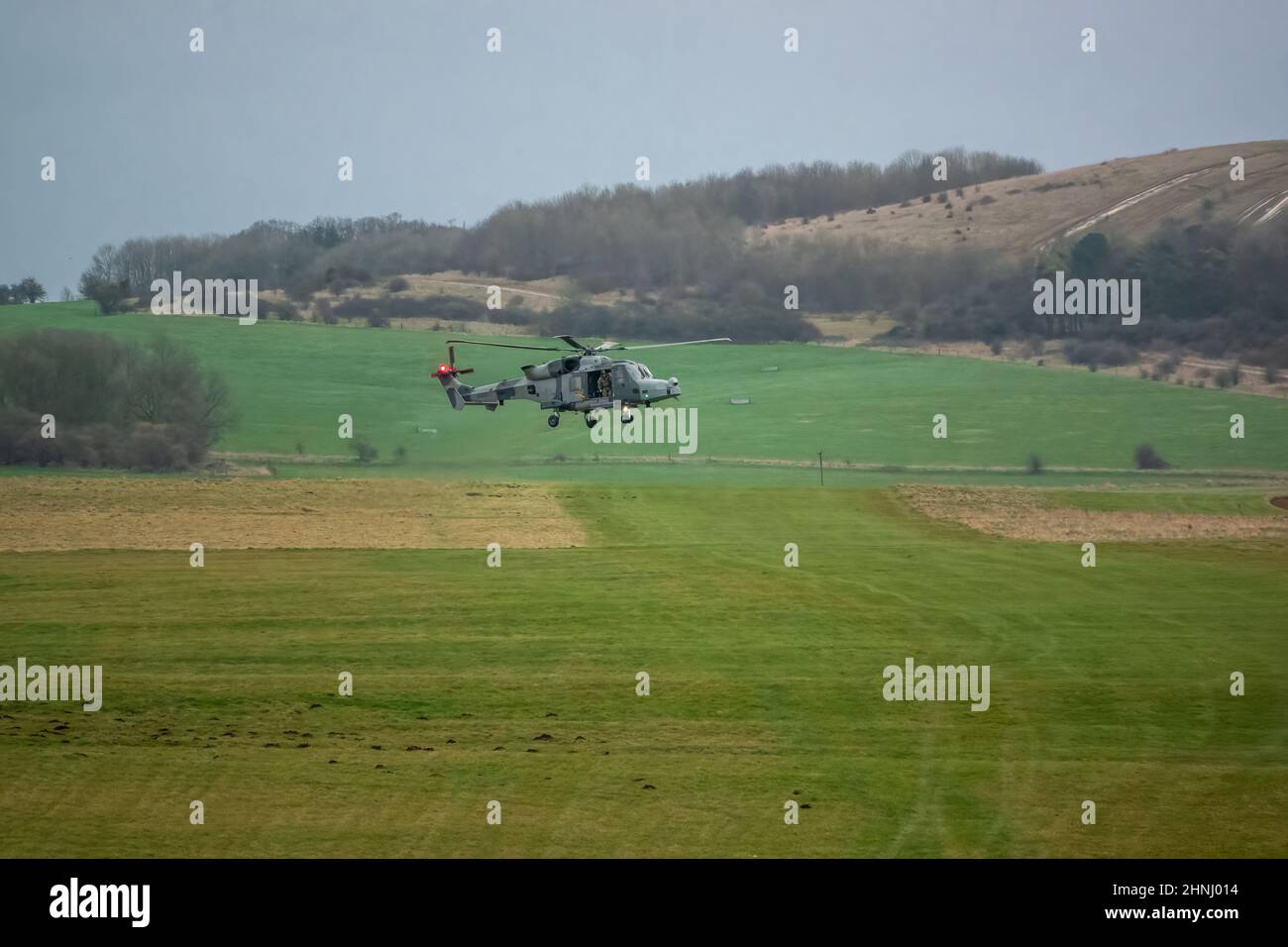 British army AgustaWestland AW159 Wildcat AH1 helicopter flying on ...