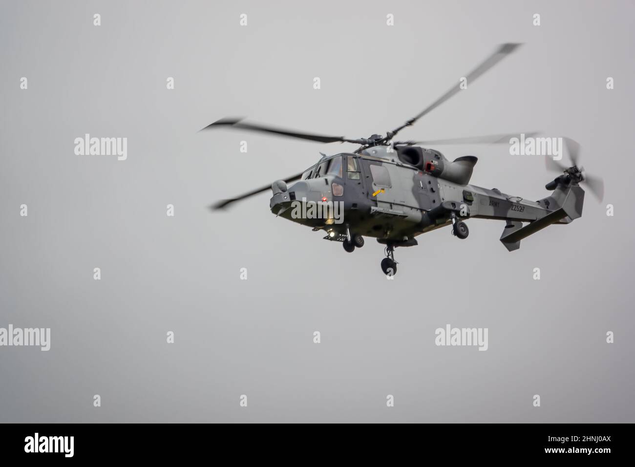 British army AgustaWestland AW159 Wildcat AH1 helicopter flying on ...