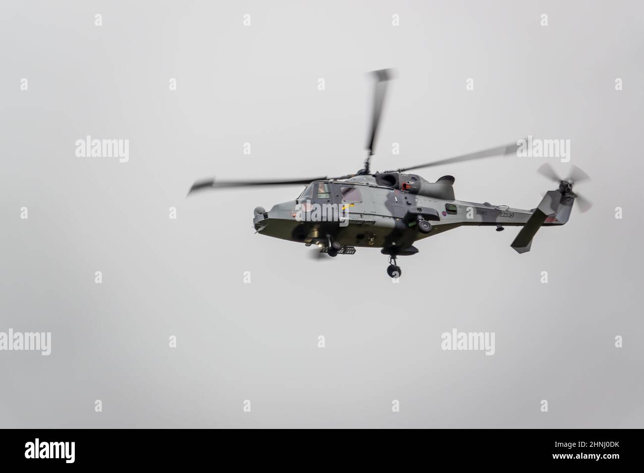 British army AgustaWestland AW159 Wildcat AH1 helicopter flying on ...