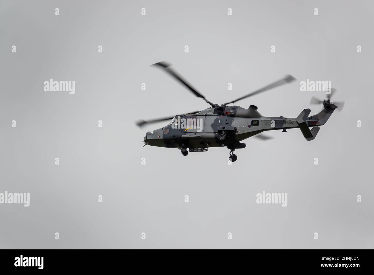 British army AgustaWestland AW159 Wildcat AH1 helicopter flying on ...