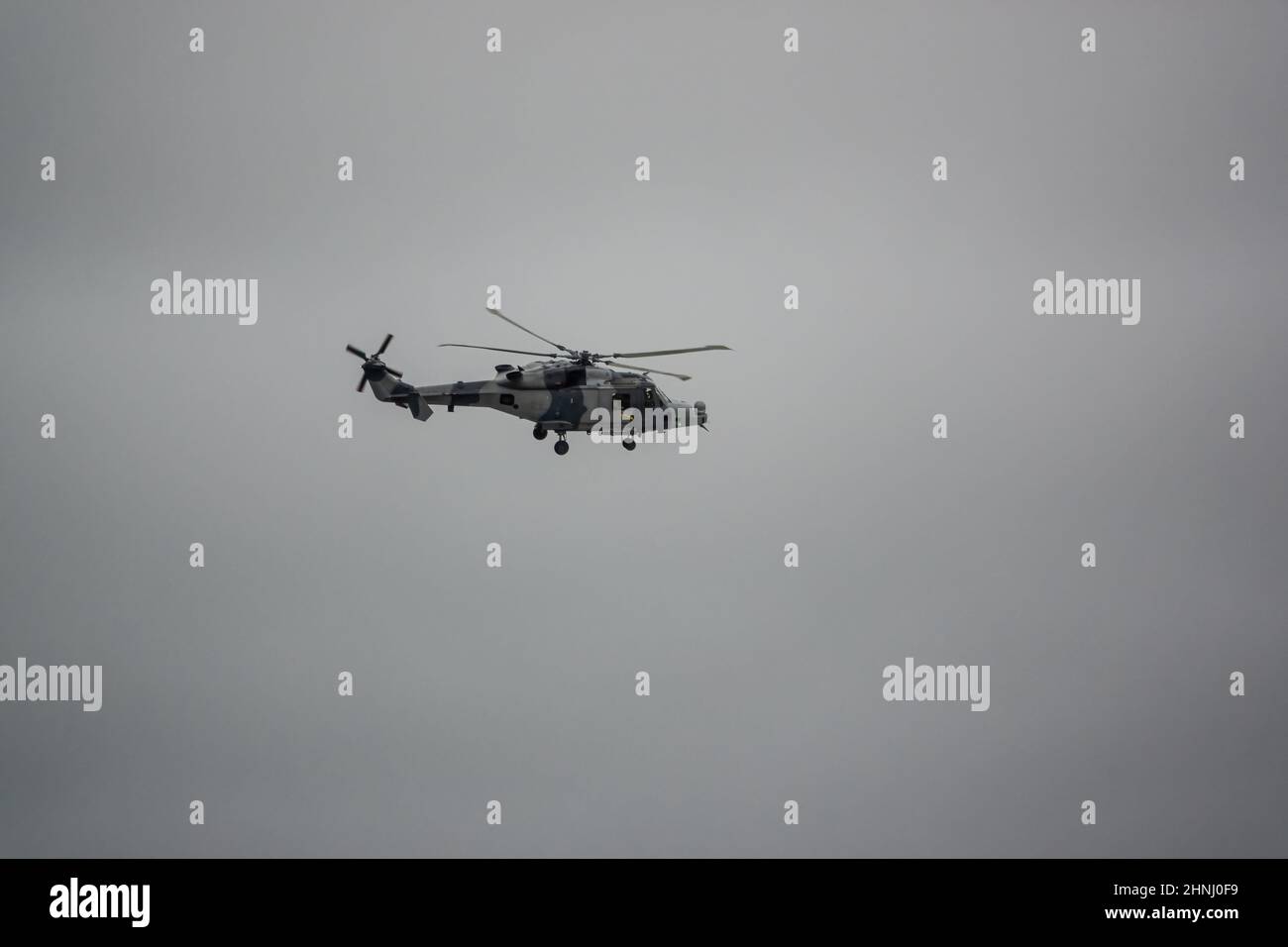 British army AgustaWestland AW159 Wildcat AH1 helicopter flying on ...