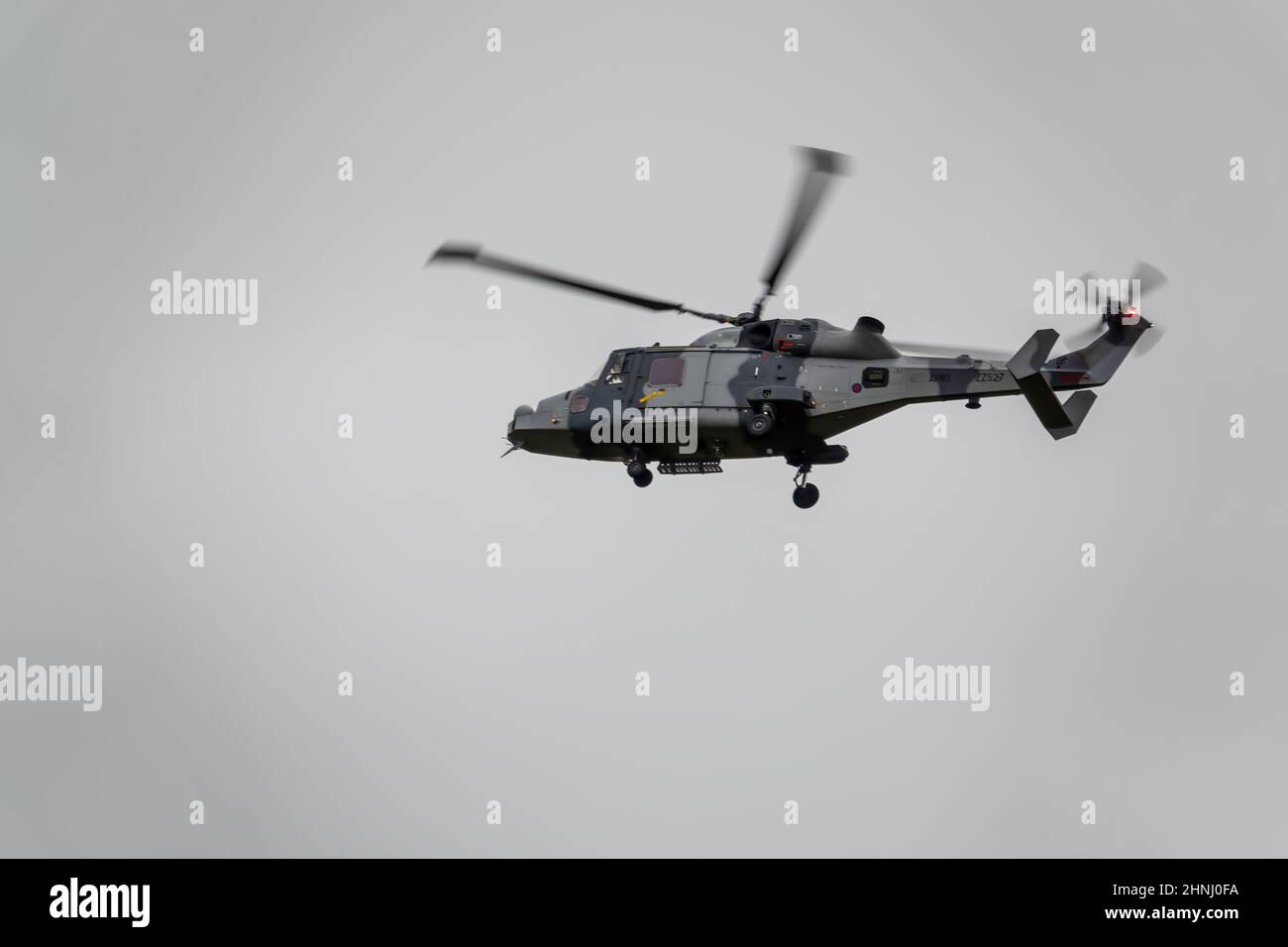 British army AgustaWestland AW159 Wildcat AH1 helicopter flying on ...