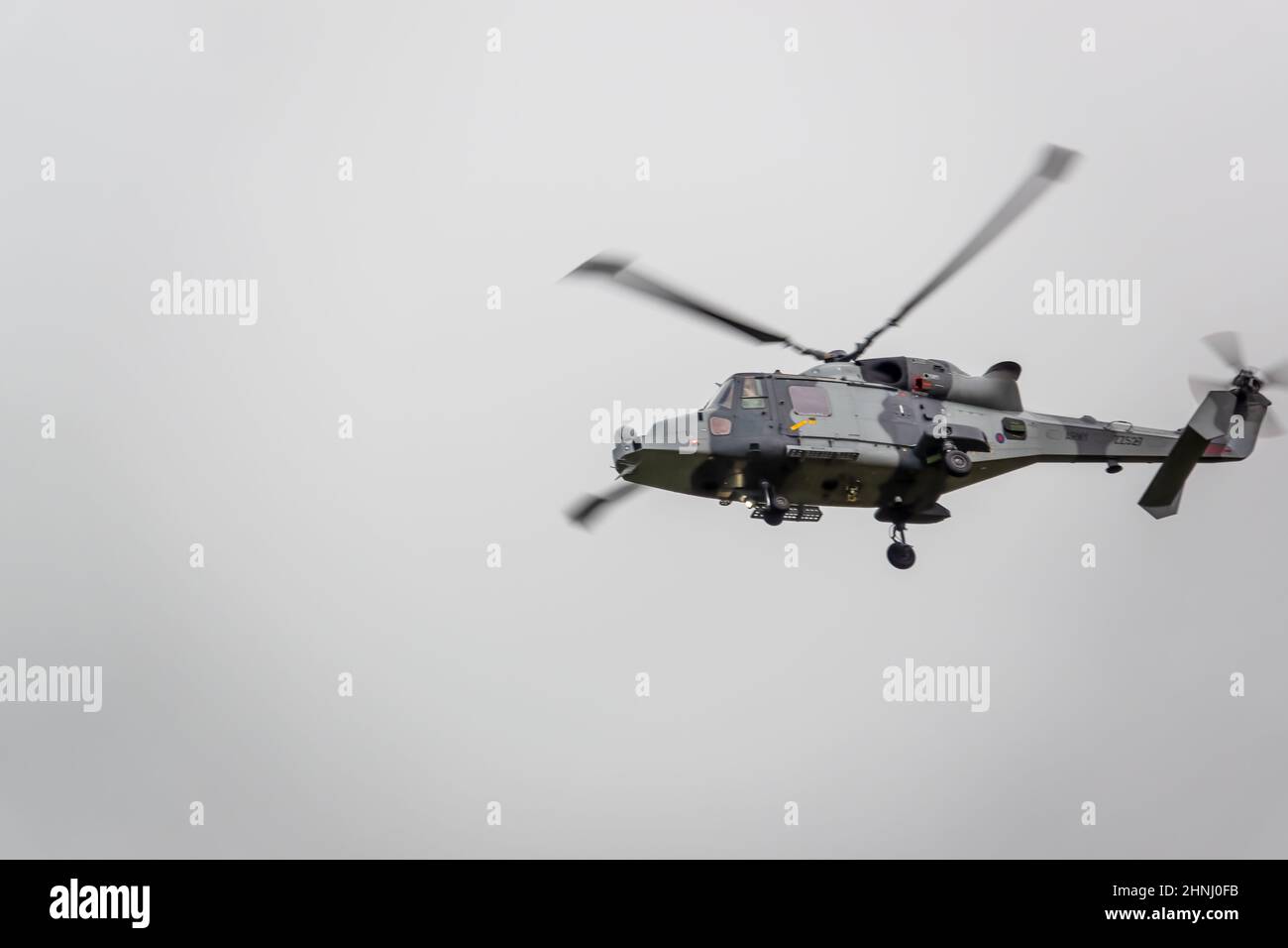 British army AgustaWestland AW159 Wildcat AH1 helicopter flying on ...