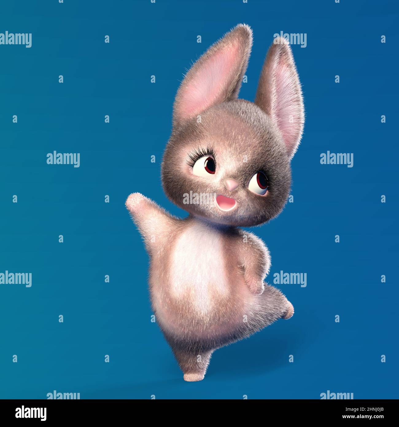 3d-illustration of an isolated fantasy funny bunny dancing Stock Photo ...