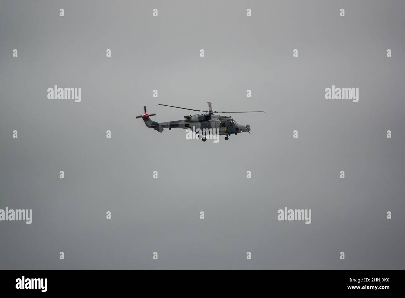 British army AgustaWestland AW159 Wildcat AH1 helicopter flying on ...
