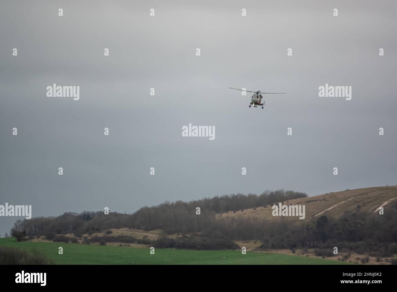 British army AgustaWestland AW159 Wildcat AH1 helicopter flying on ...