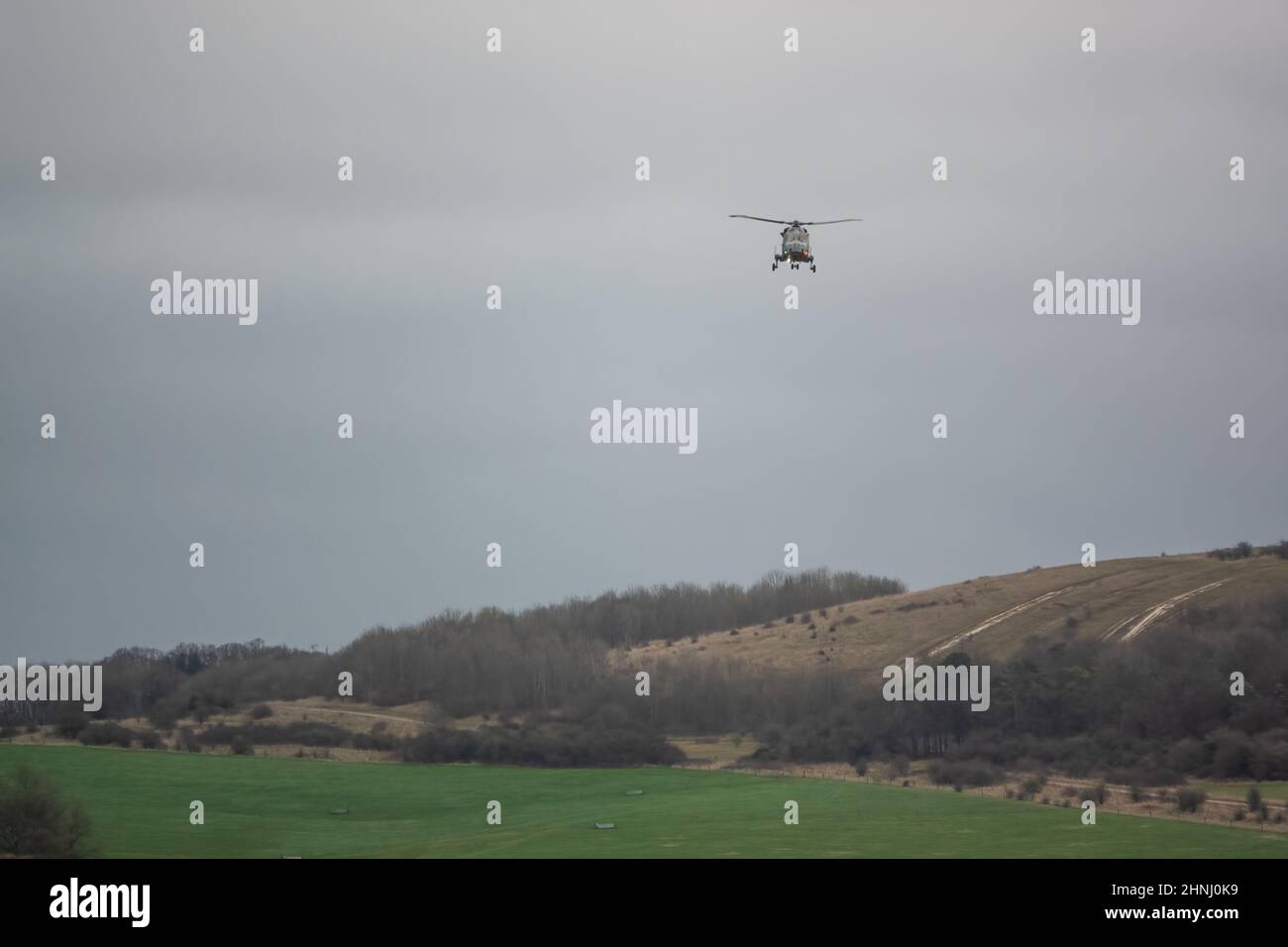 British army AgustaWestland AW159 Wildcat AH1 helicopter flying on ...