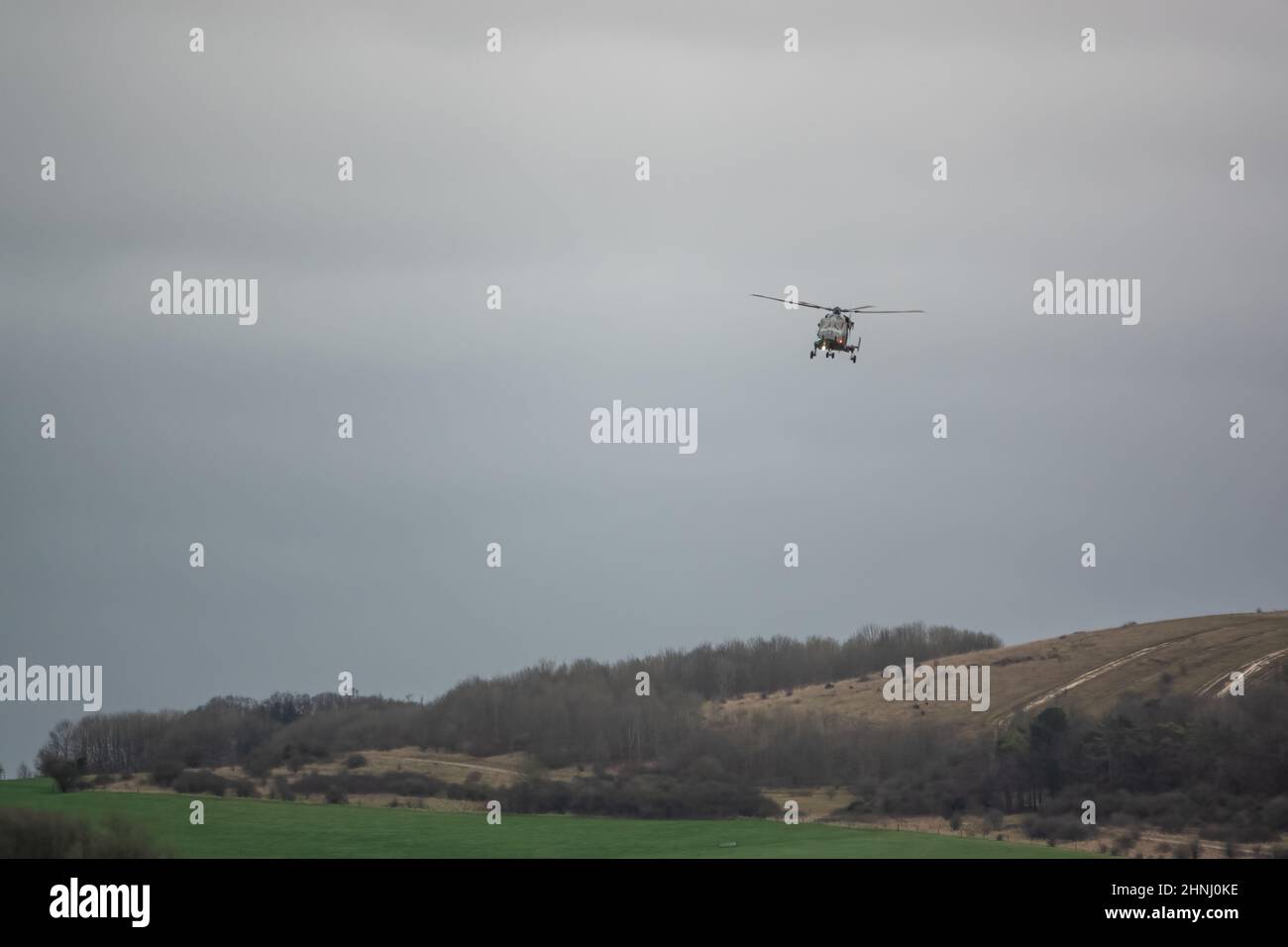 British army AgustaWestland AW159 Wildcat AH1 helicopter flying on ...