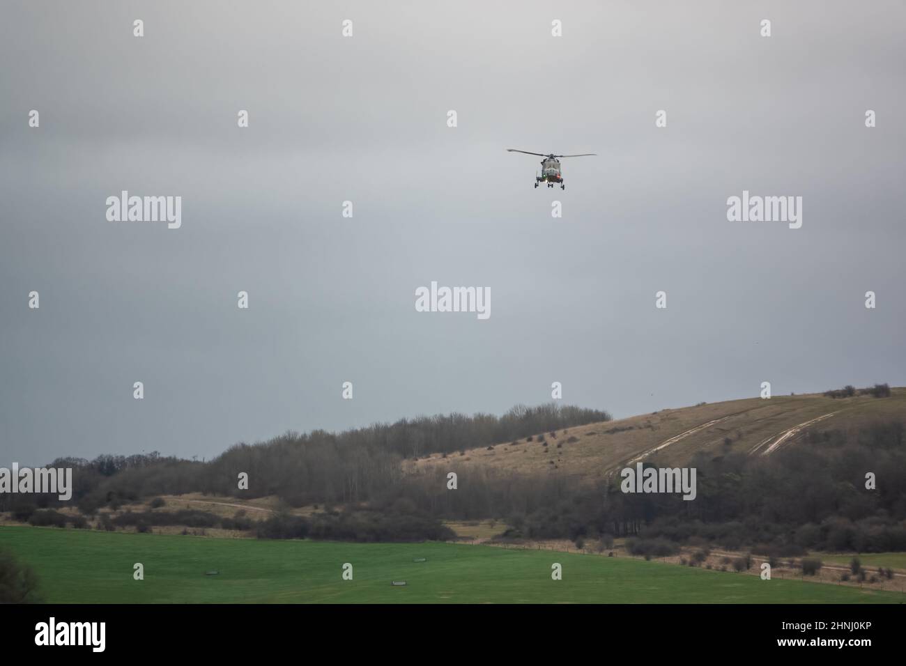 British army AgustaWestland AW159 Wildcat AH1 helicopter flying on ...