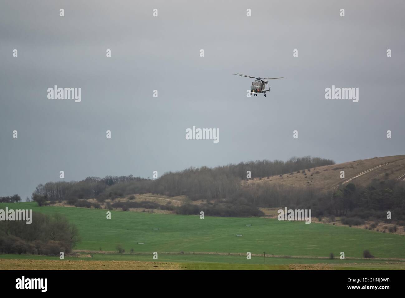 British army AgustaWestland AW159 Wildcat AH1 helicopter flying on ...
