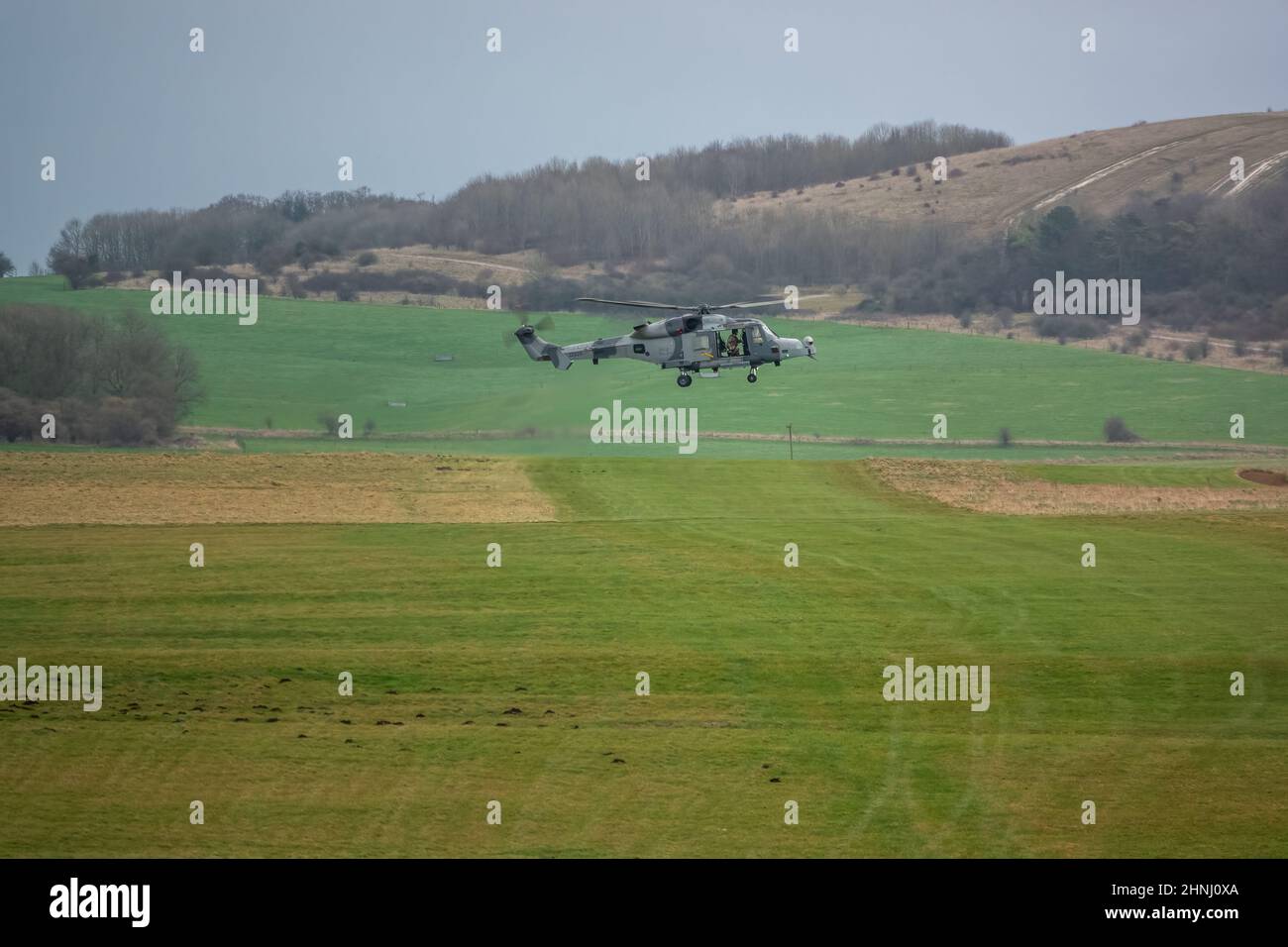 British army AgustaWestland AW159 Wildcat AH1 helicopter flying on ...