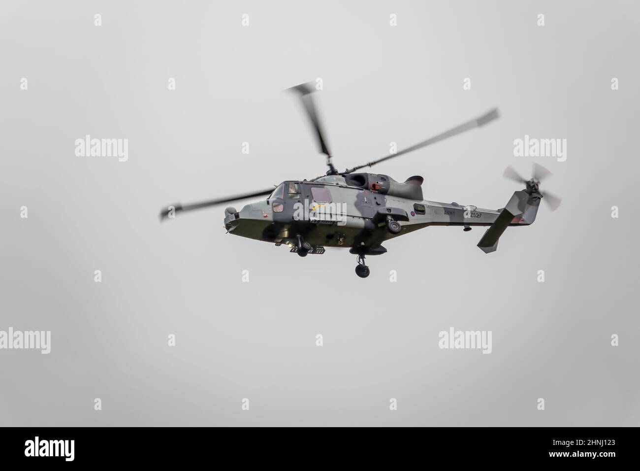 British army AgustaWestland AW159 Wildcat AH1 helicopter flying on ...