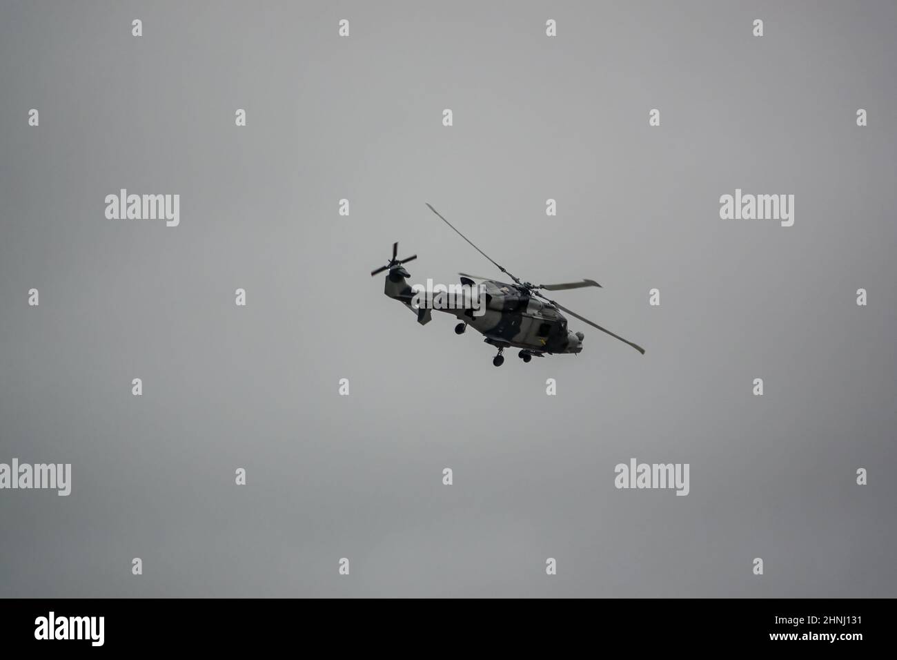British army AgustaWestland AW159 Wildcat AH1 helicopter flying on ...