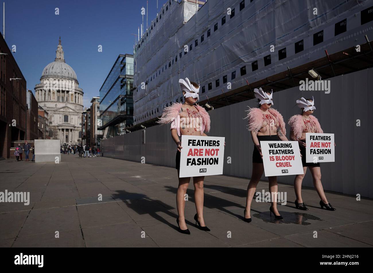 London, UK. 17th February 2022. PETA animal rights activists protest ...