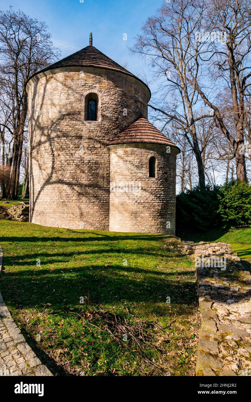 The Romanesque Rotunda on Castle Hill. St Nicholas church in autumn ...