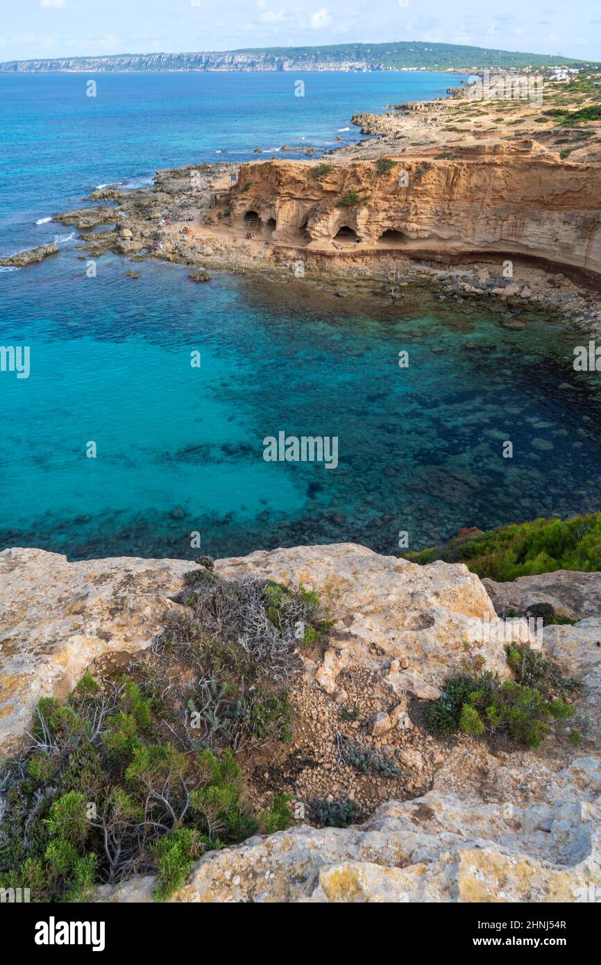 Seascape, Cala en Baster, Balearic Islands, Formentera, Spain Stock ...