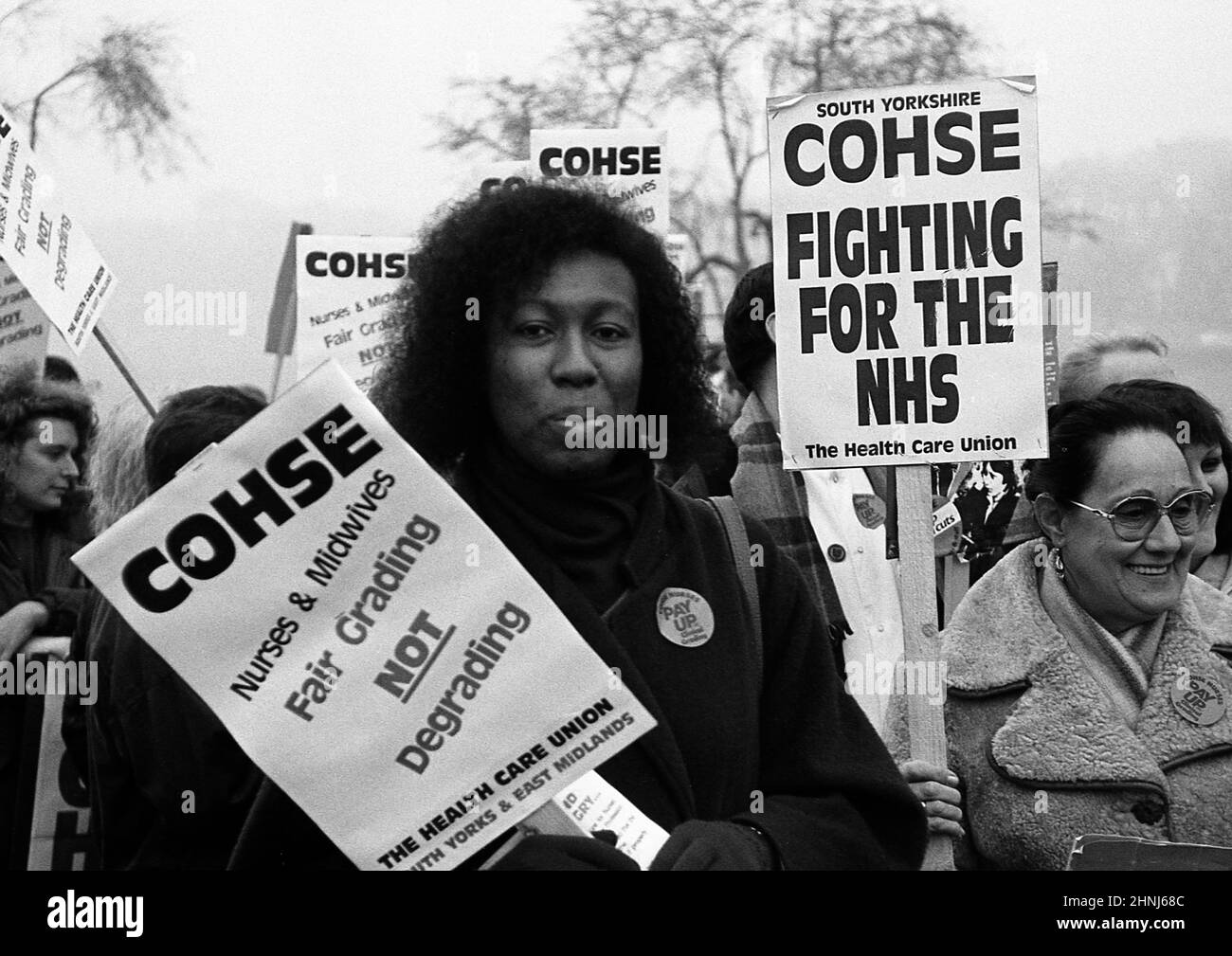 COHSE nurses and midwives pay protest, Nottingham UK November 1988 ...