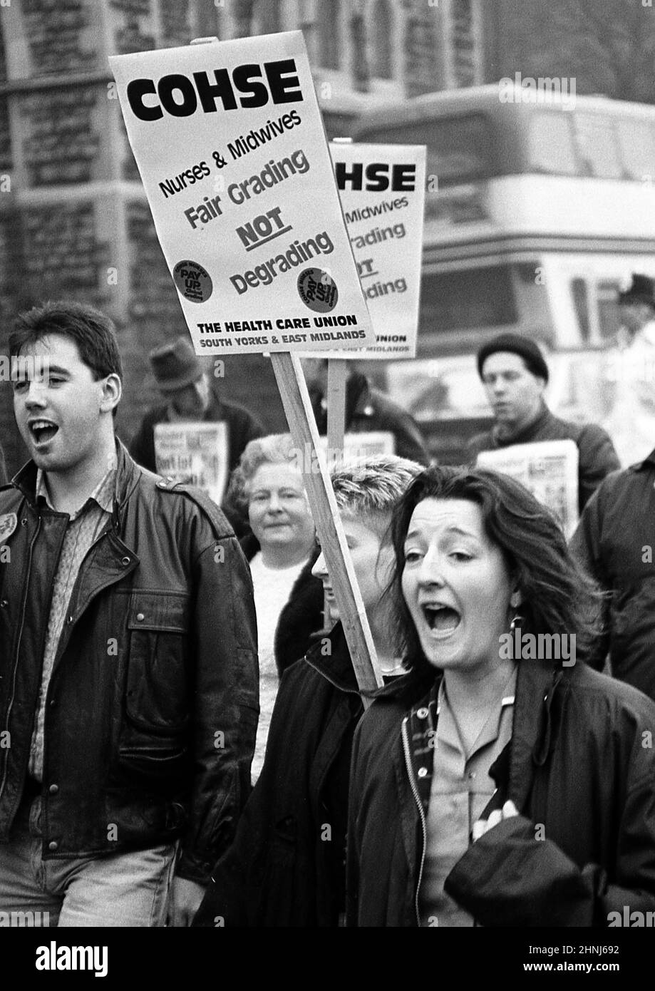 COHSE nurses and midwives pay protest, Nottingham UK November 1988 ...