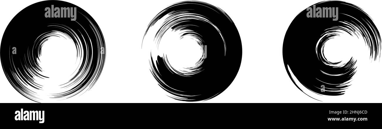 Smeared, smudged circle, circular grungy, grunge brushstroke and ...