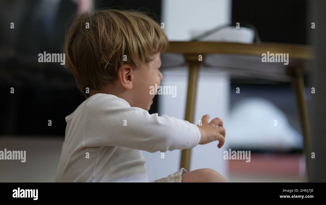 One crying little toddler child cries desperately doing a tantrum Stock ...