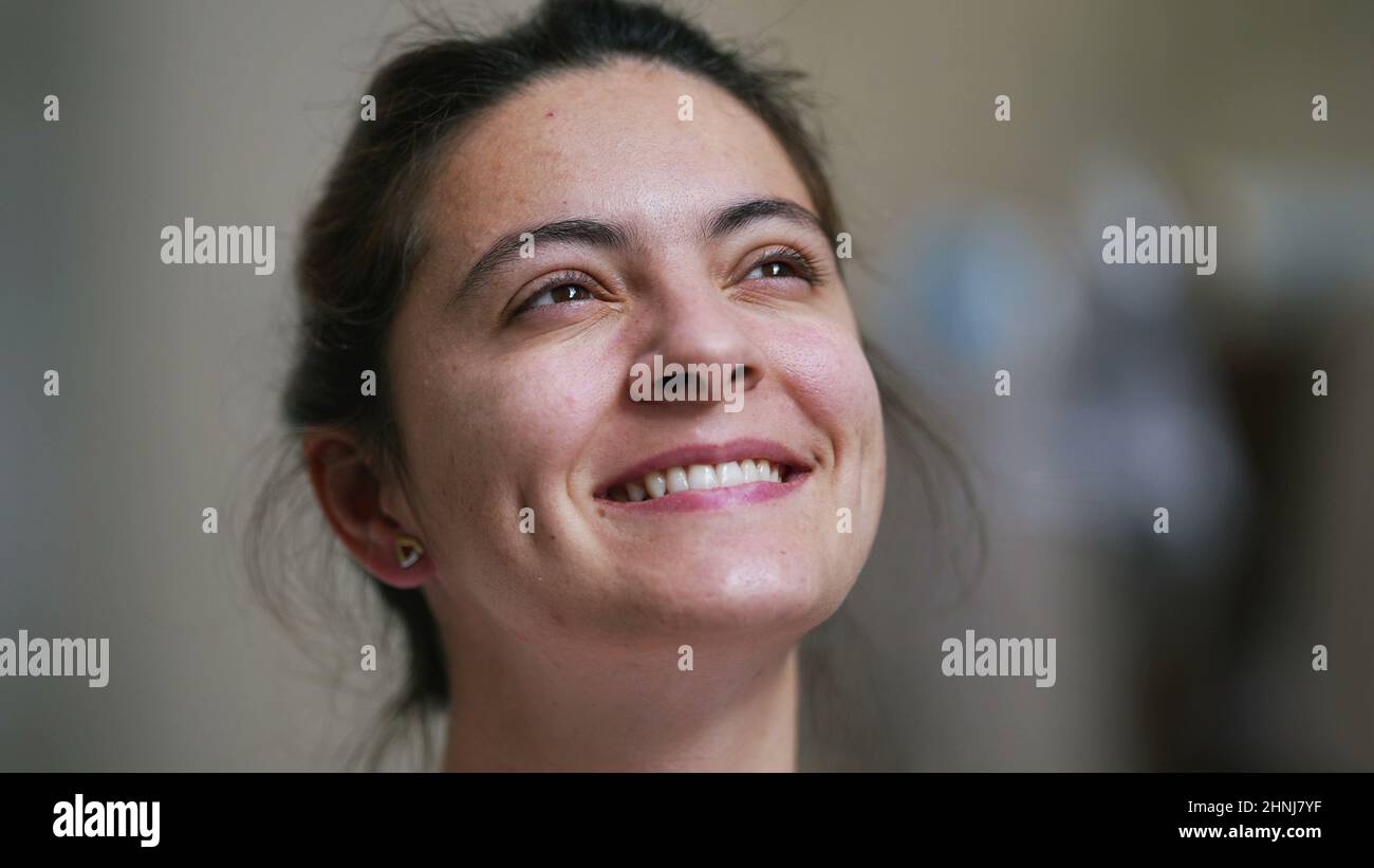 Person looking at sky closing eyes satisfied woman eyes closed in ...