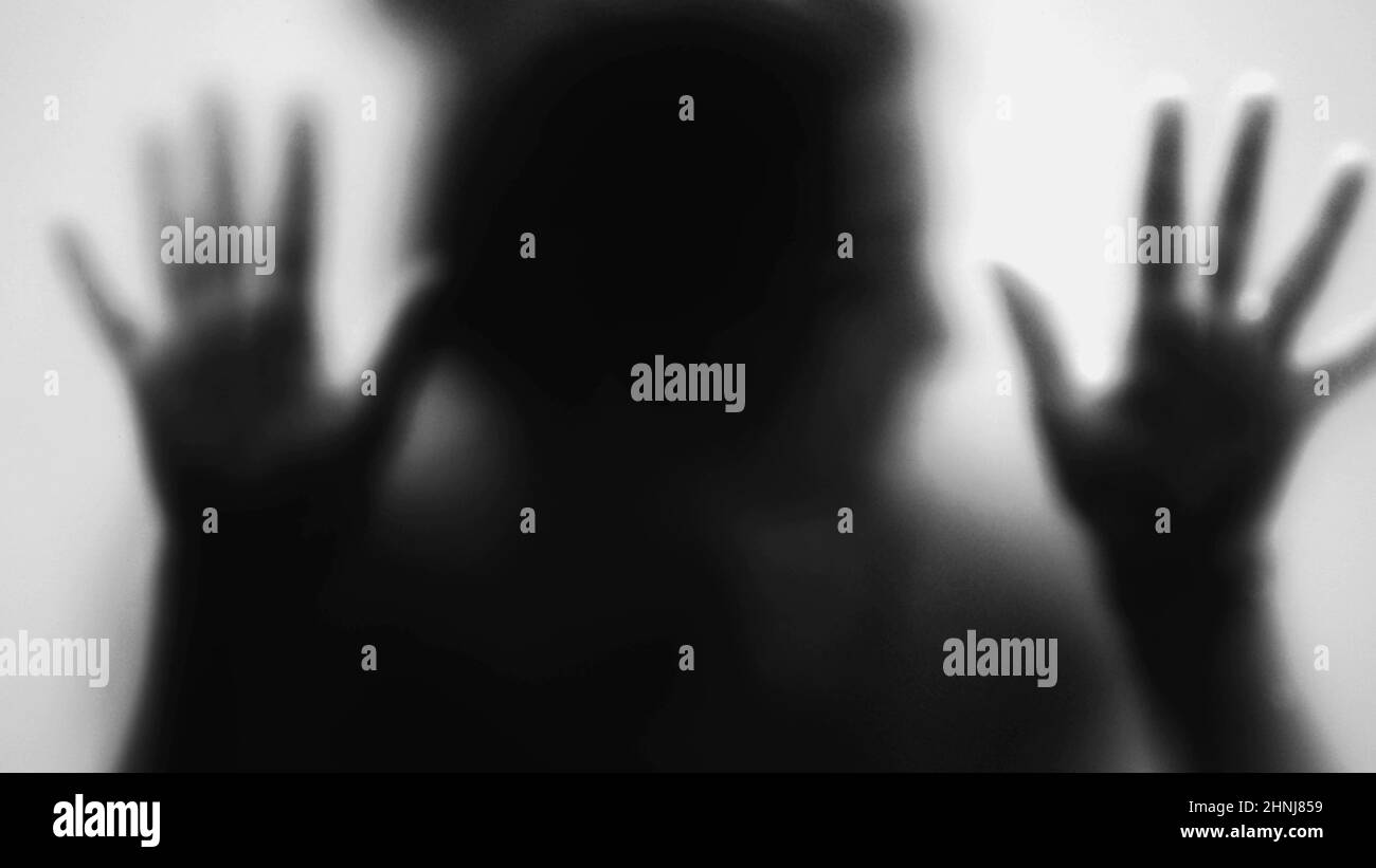 Spooky person behind glass scary person stuck in anxiety and depression ...
