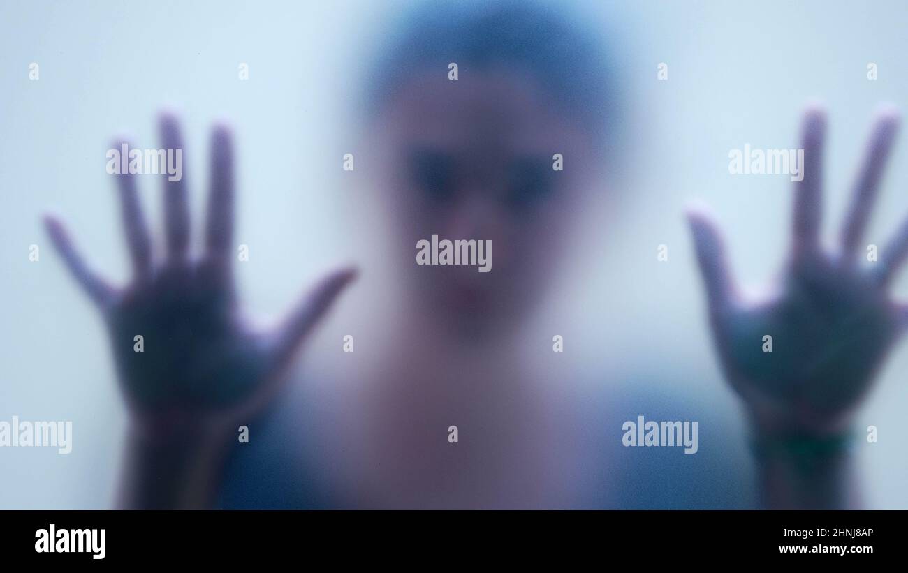 Silhouette behind matte glass hi-res stock photography and images - Alamy