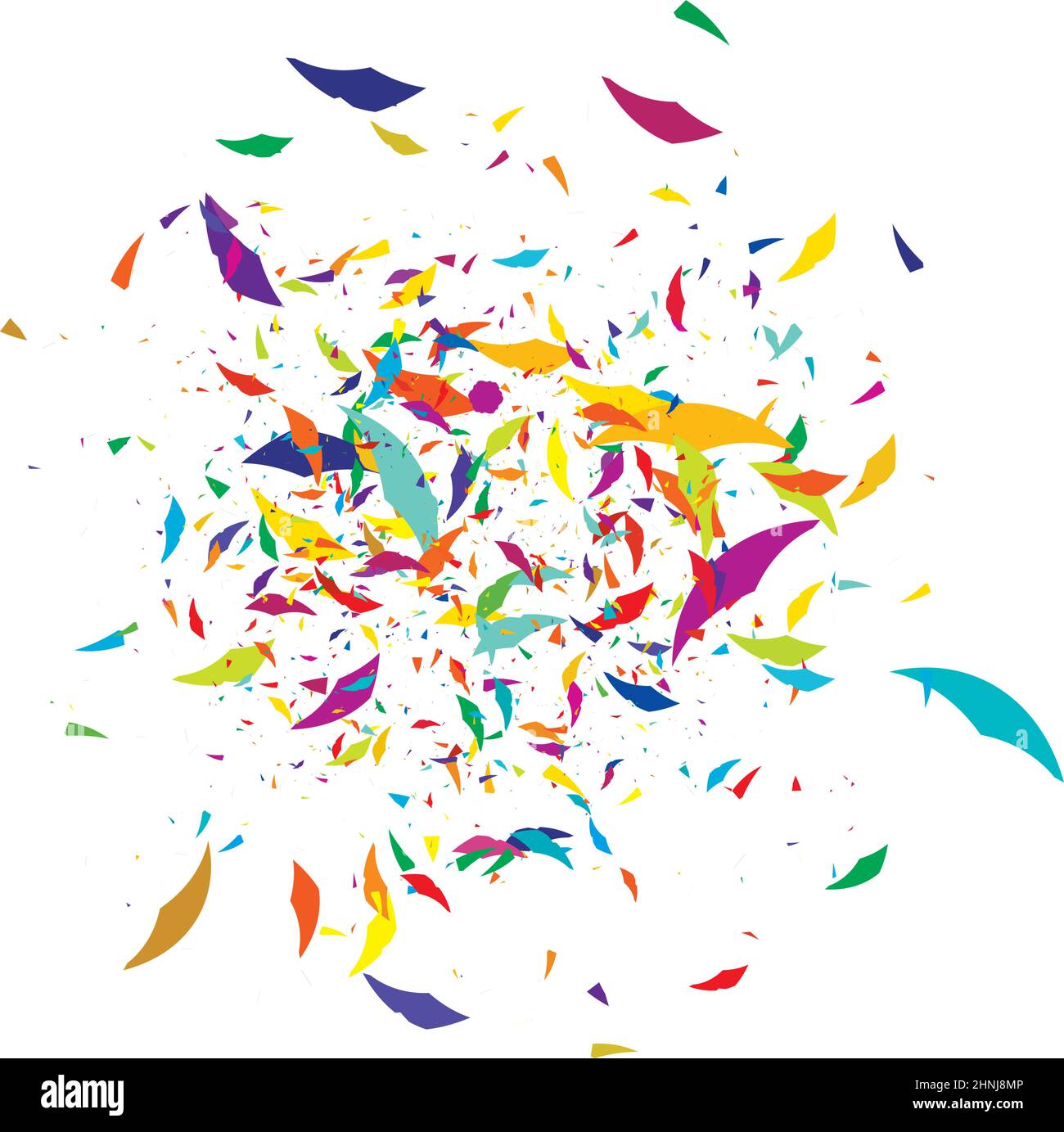 Abstract random scattered shape. Explosion, broken glass, fragments and ...