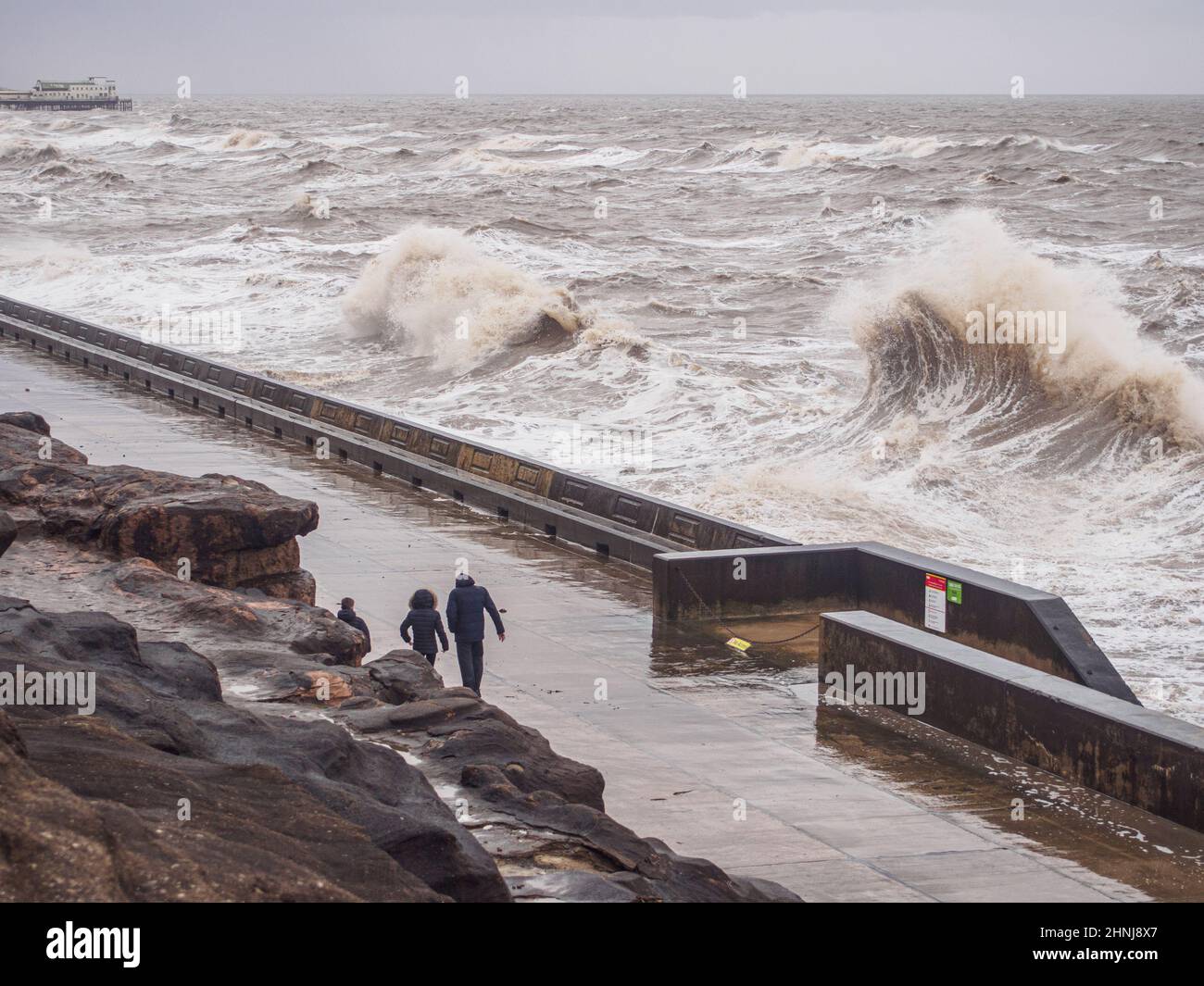 Blackpool, UK. 17th Feb, 2022. Weather News.After storm Dudley the ...