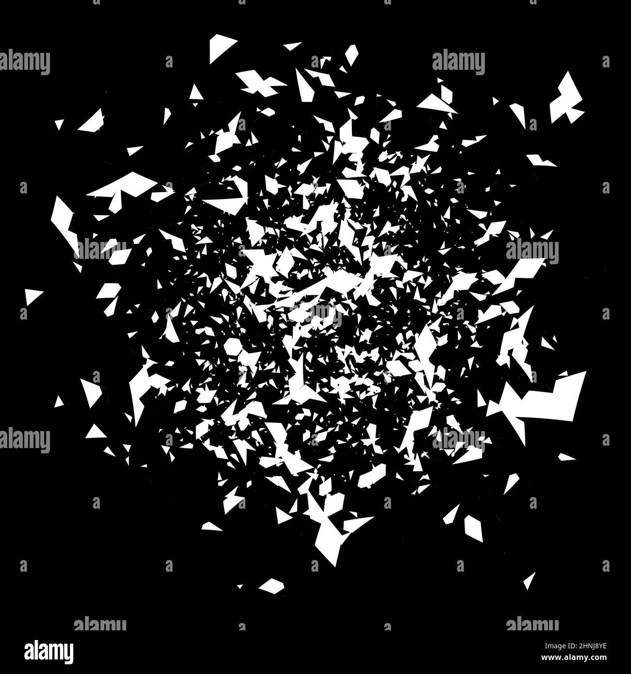 Abstract random scattered shape. Explosion, broken glass, fragments and ...