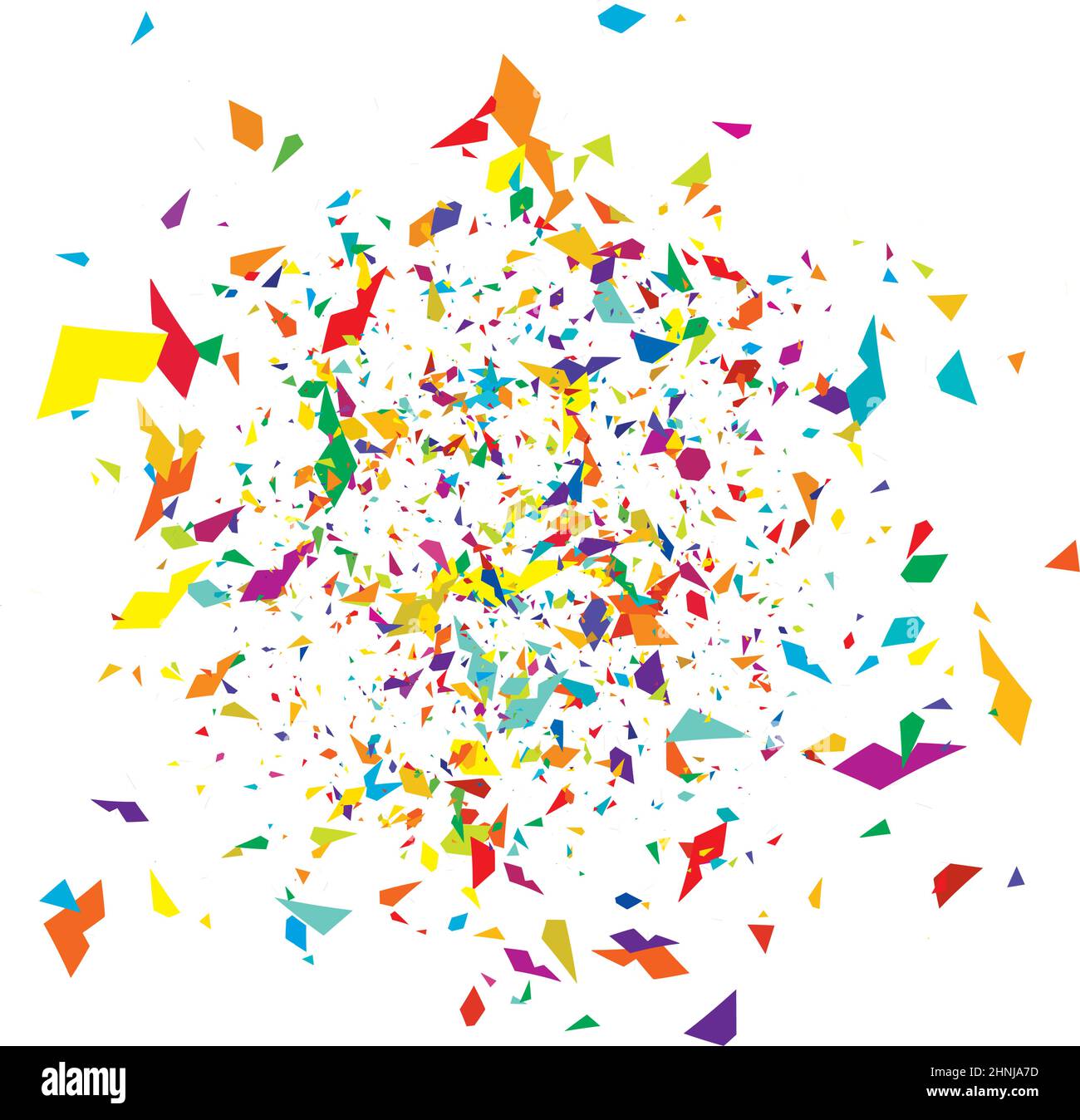 Abstract random scattered shape. Explosion, broken glass, fragments and ...