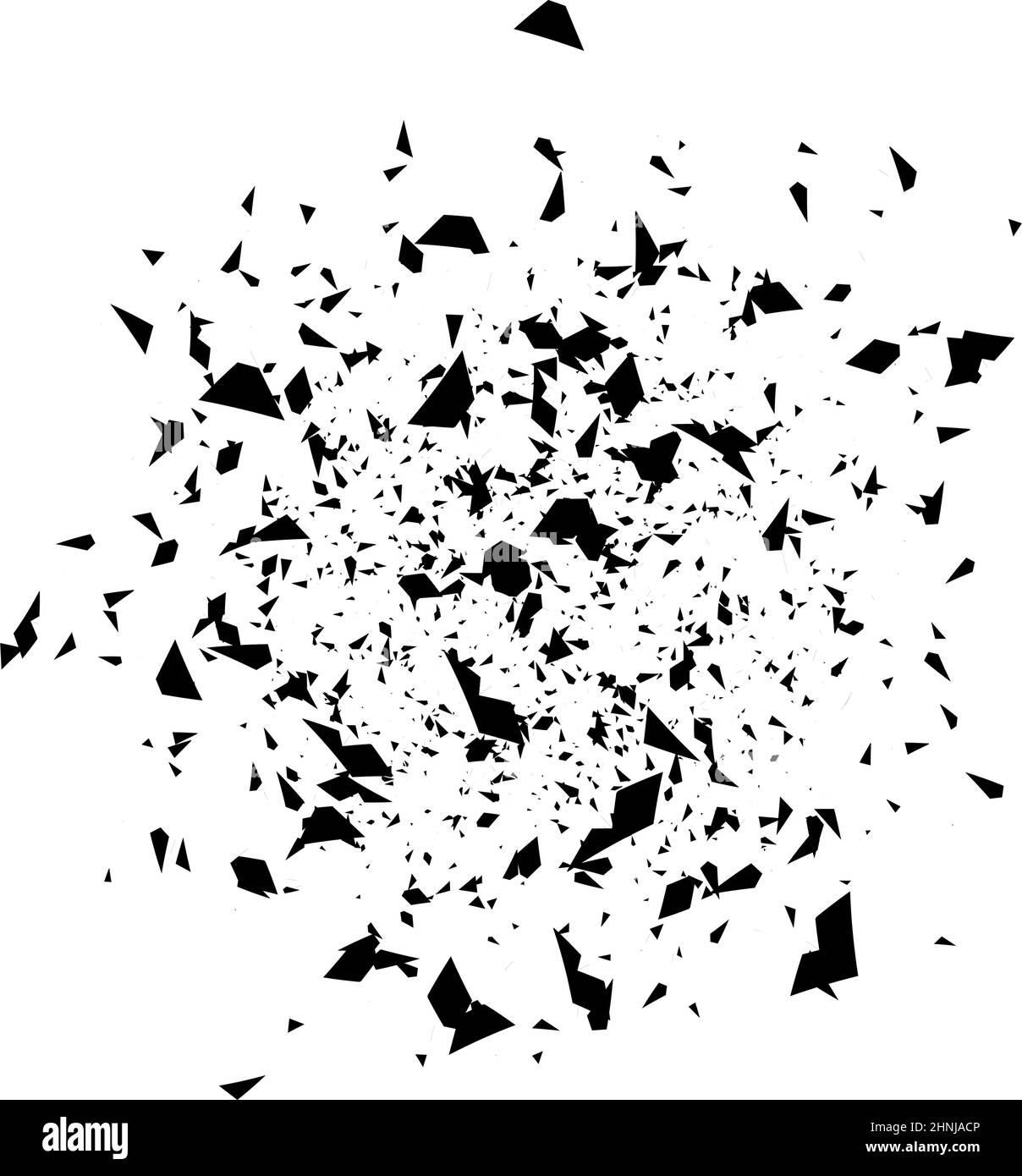 Abstract random scattered shape. Explosion, broken glass, fragments and ...