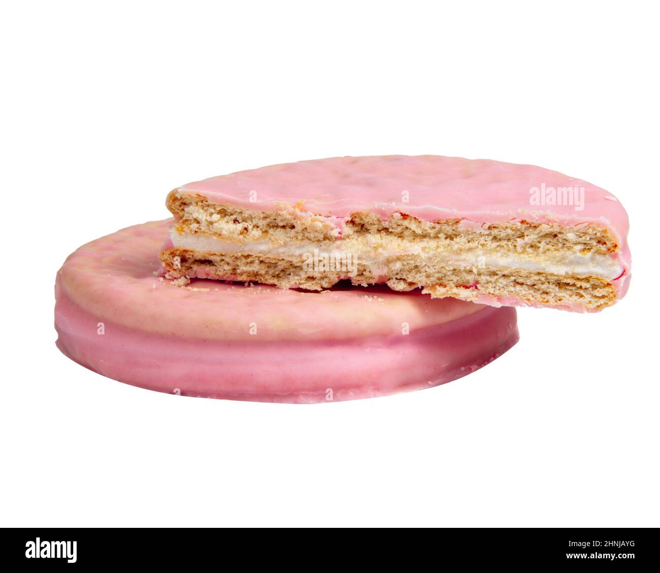 Pink cookies strawberry flavor isolated on the white background Stock ...