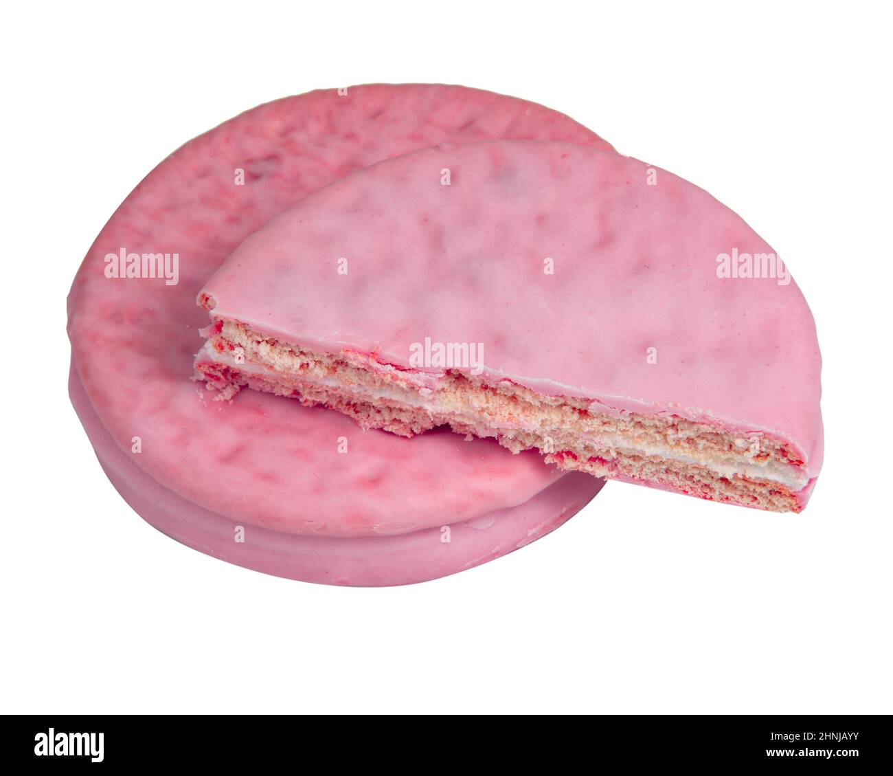 Pink cookies strawberry flavor isolated on the white background Stock ...