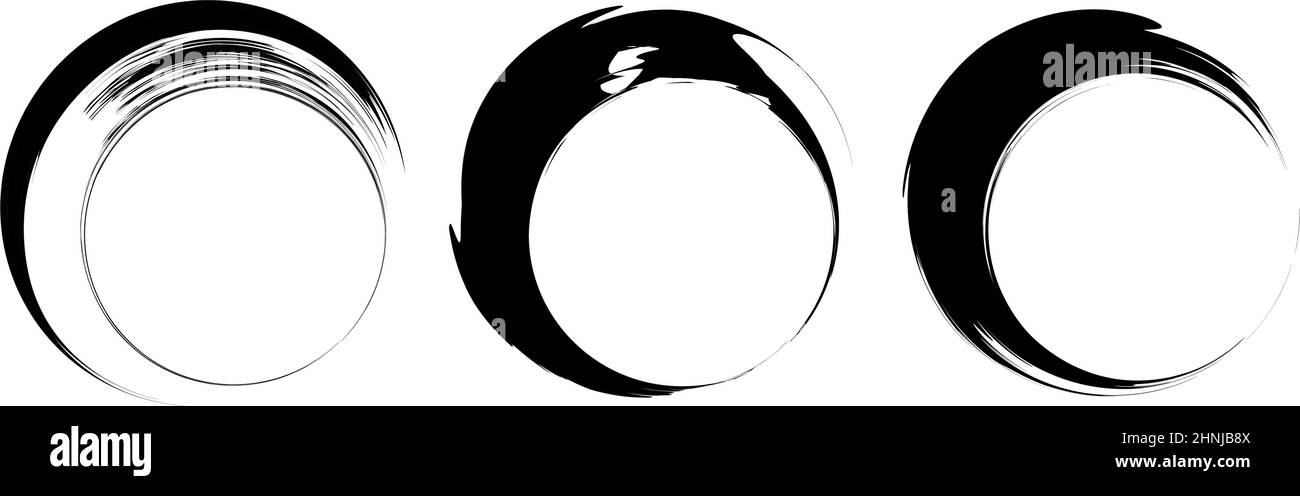 Smeared, smudged circle, circular grungy, grunge brushstroke and ...