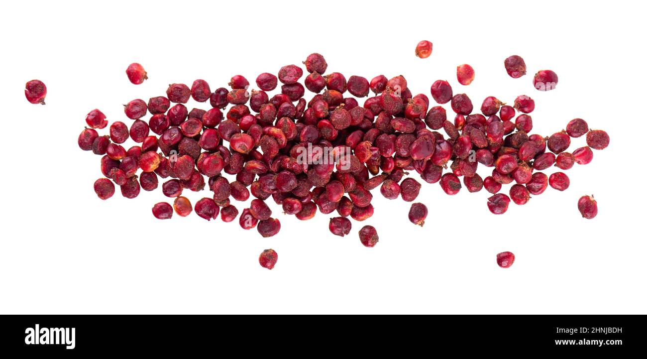 Sumac seeds isolated on white background. Whole dry Rhus berry. Top ...