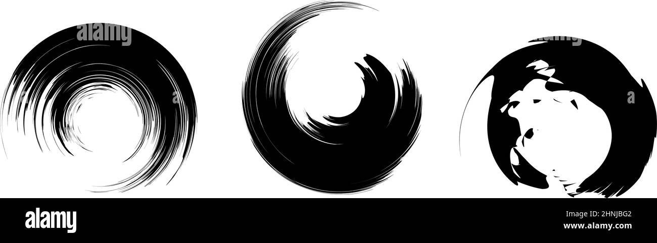 Smeared, smudged circle, circular grungy, grunge brushstroke and ...